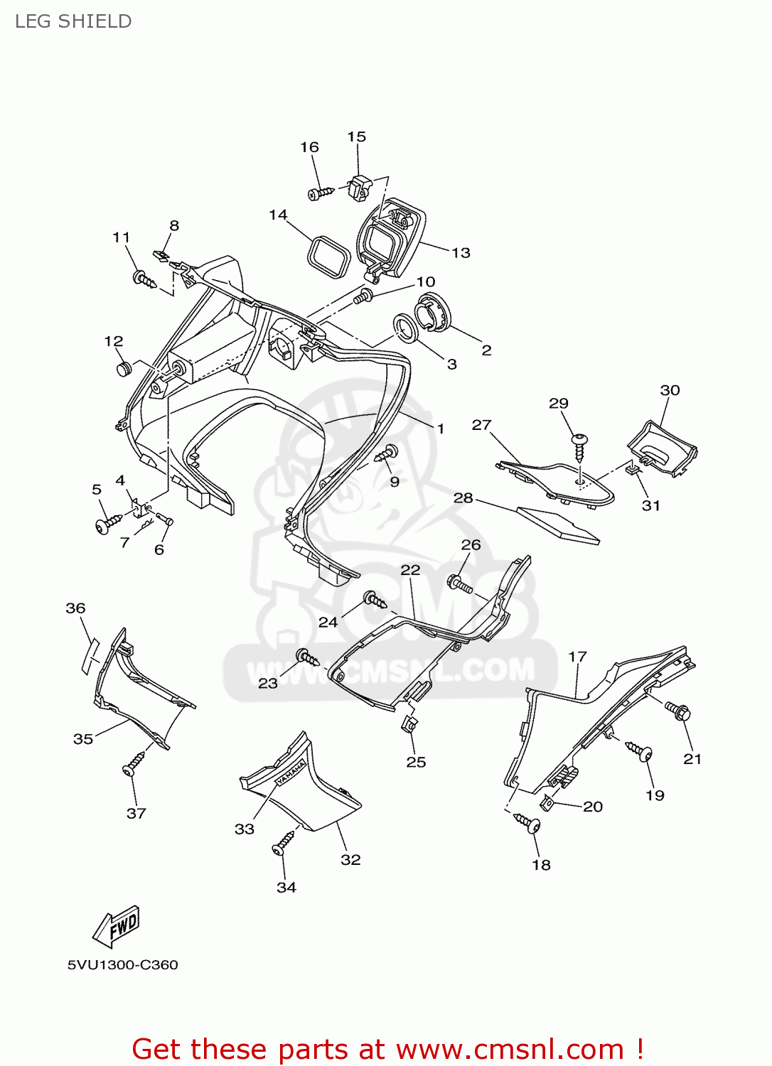 5GJ2831150: Leg Shield 1 Yamaha - buy the 5GJ-28311-50-00 at CMSNL
