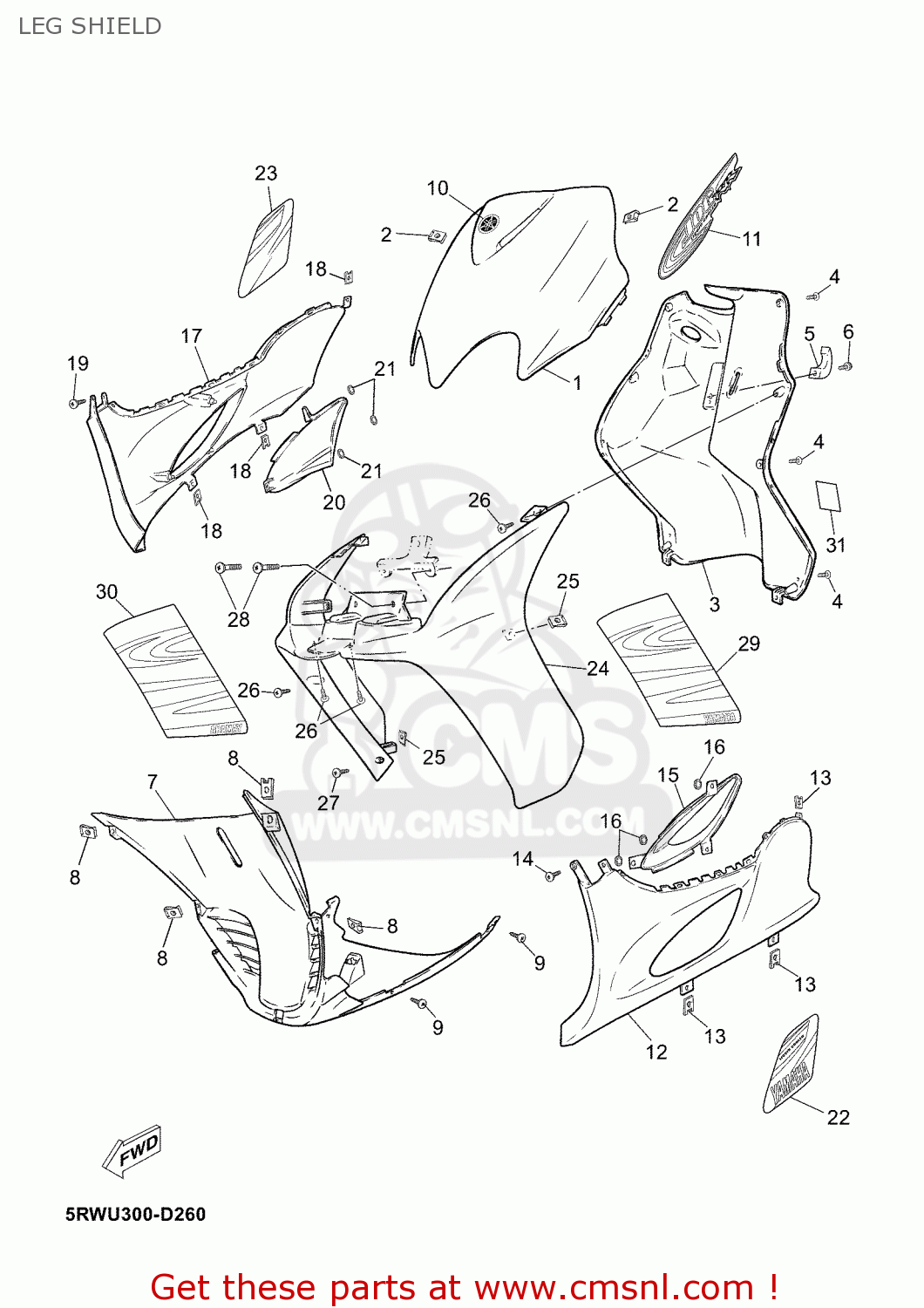 5RWF831100PB: Leg Shield 1 Bl3 Yamaha - buy the 5RW-F8311-00-PB at CMSNL