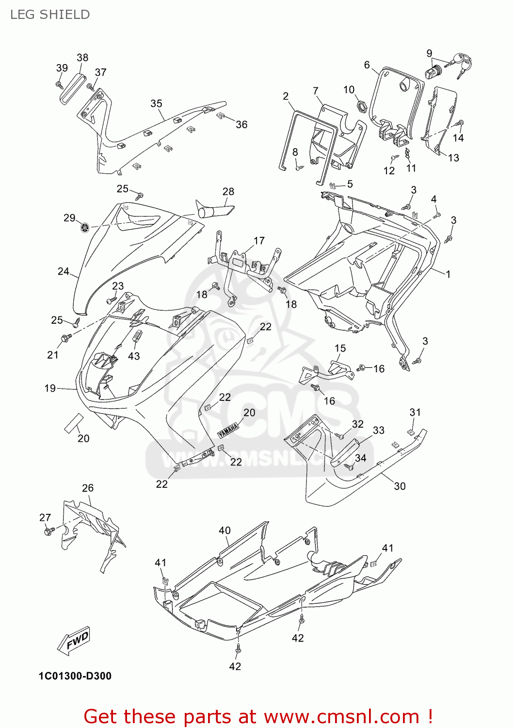 1B9F831100: Leg Shield 1 Yamaha - buy the 1B9-F8311-00 at CMSNL