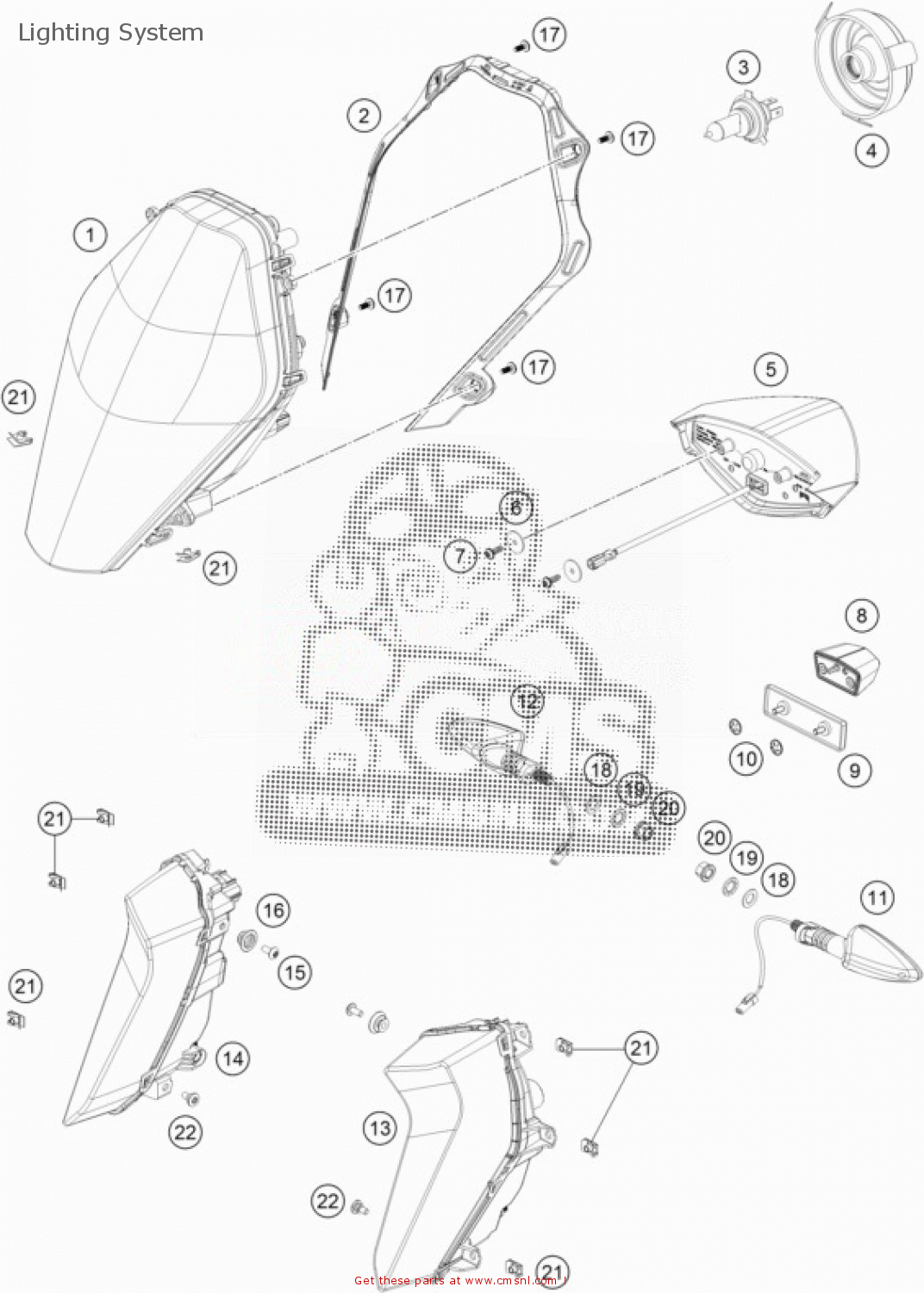 HEADLIGHT for 1290 Super Duke GT, black China 2018 - order at CMSNL