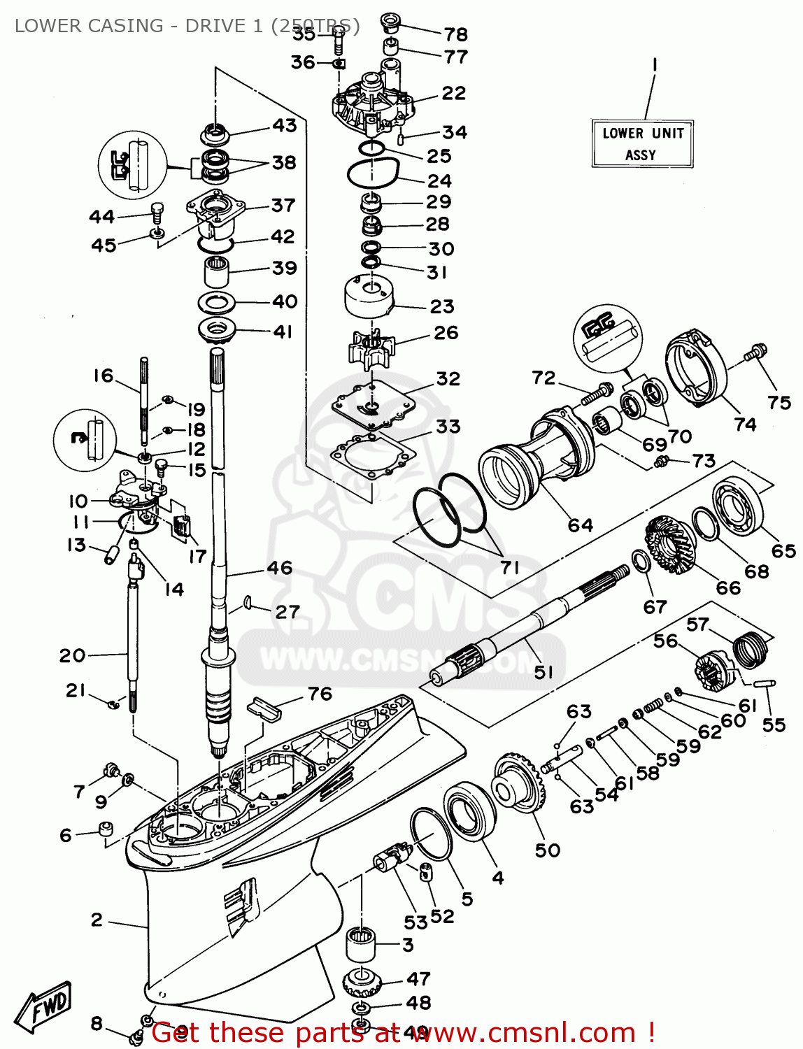 61A45300324D: Lower Unit Assy Yamaha - buy the 61A-45300-32-4D at CMSNL