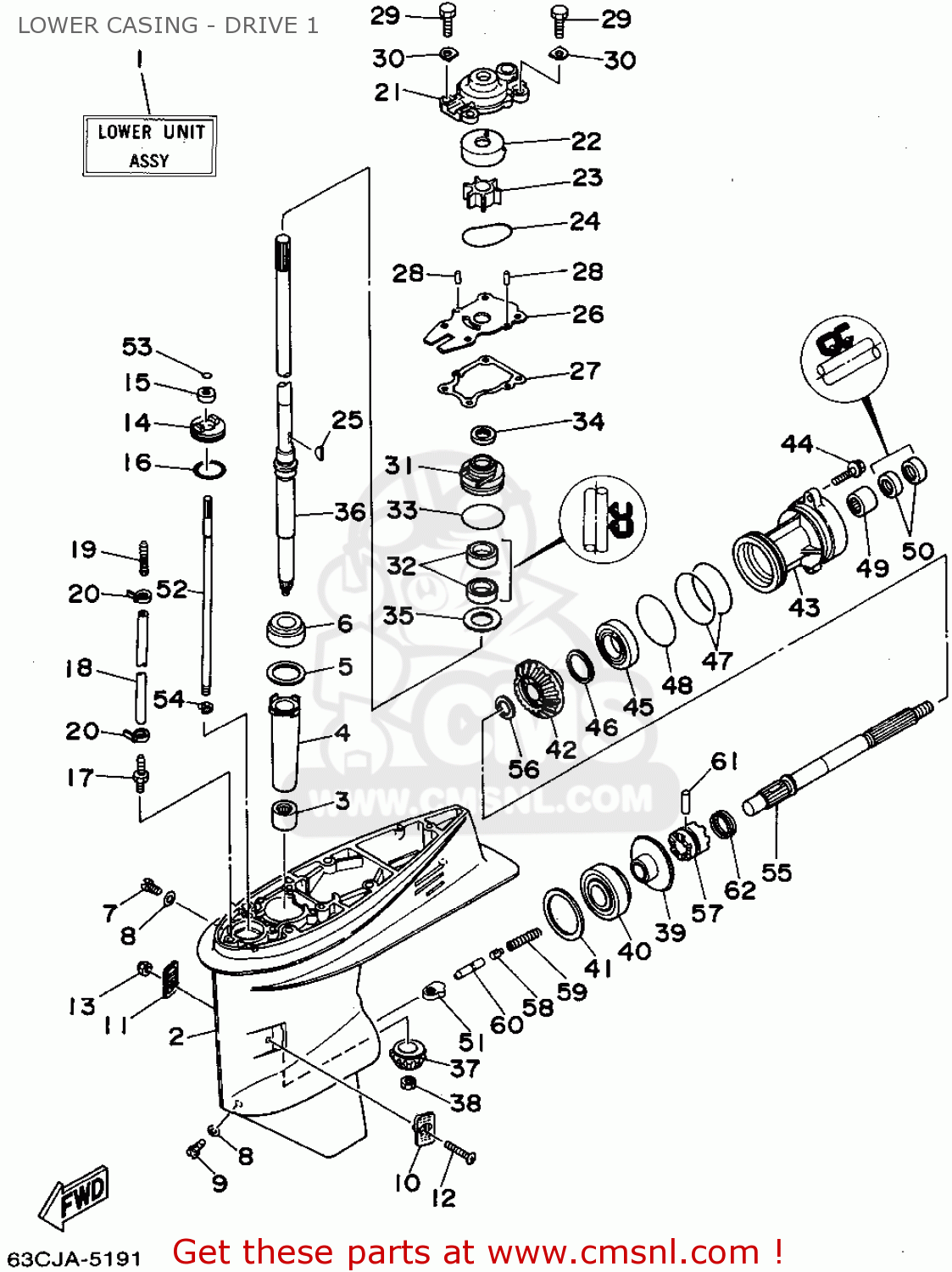 62Y45300104D: Lower Unit Assy Yamaha - buy the 62Y-45300-10-4D at CMSNL