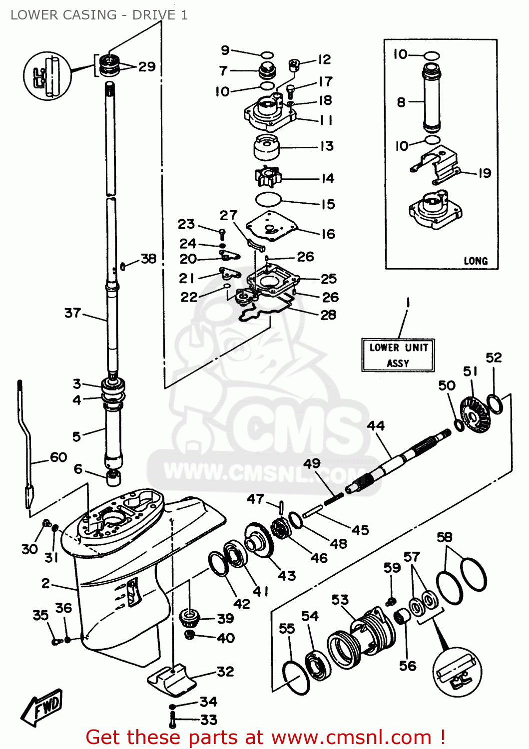 61N45300004D: Lower Unit Assy Yamaha - buy the 61N-45300-00-4D at CMSNL