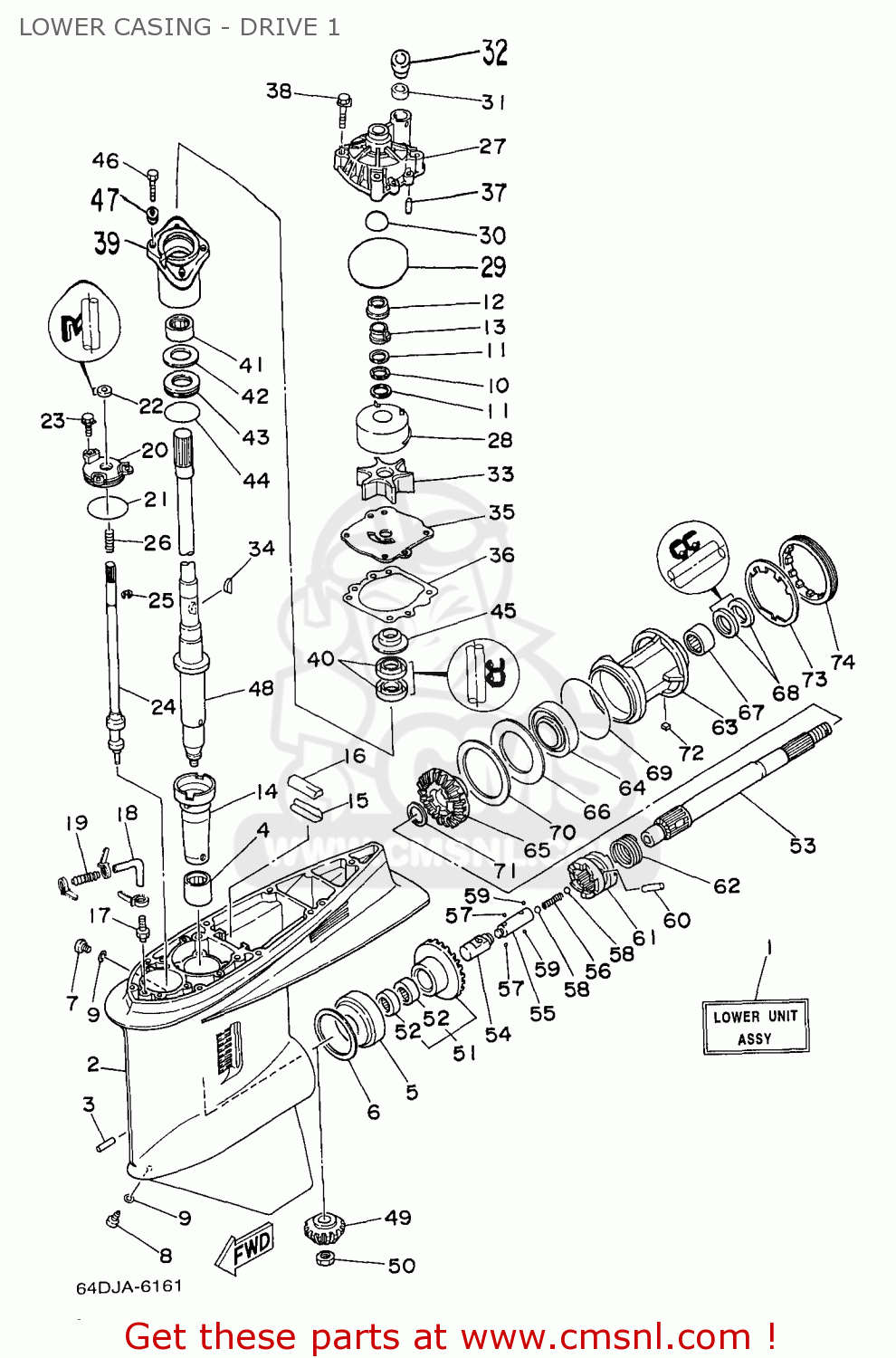 64L4530001NA: Lower Unit Assembly Yamaha - buy the 64L-45300-01-NA at CMSNL