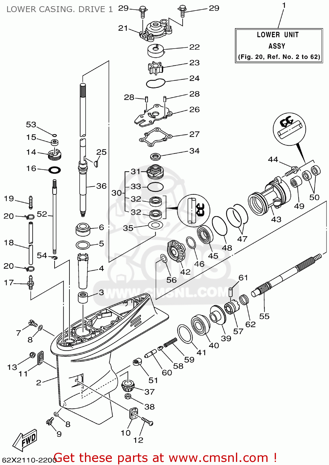63D45300124D: Lower Unit Assy Yamaha - buy the 63D-45300-12-4D at CMSNL