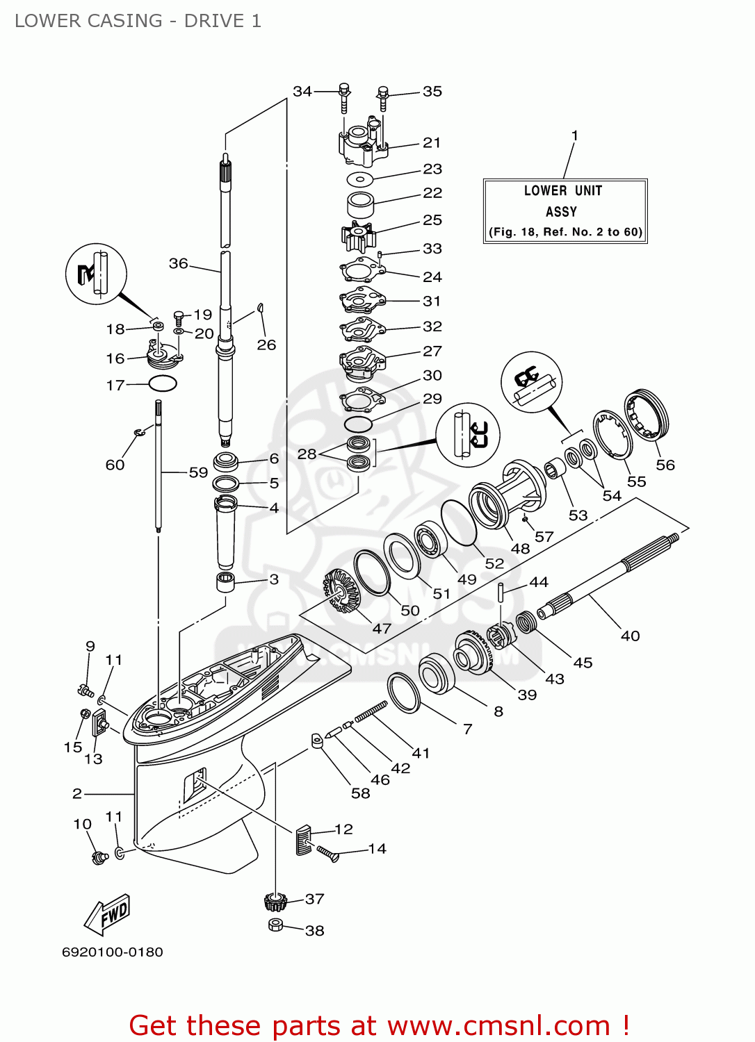 69245300144D: Lower Unit Assy Yamaha - buy the 692-45300-14-4D at CMSNL
