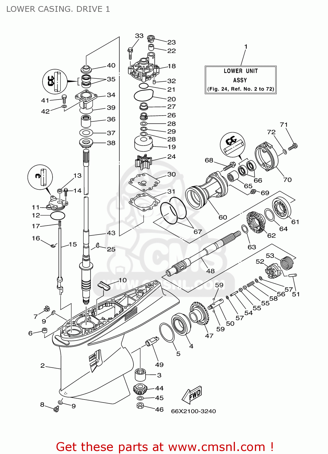 66K4530011NA: Lower Unit Assy Yamaha - buy the 66K-45300-11-NA at CMSNL
