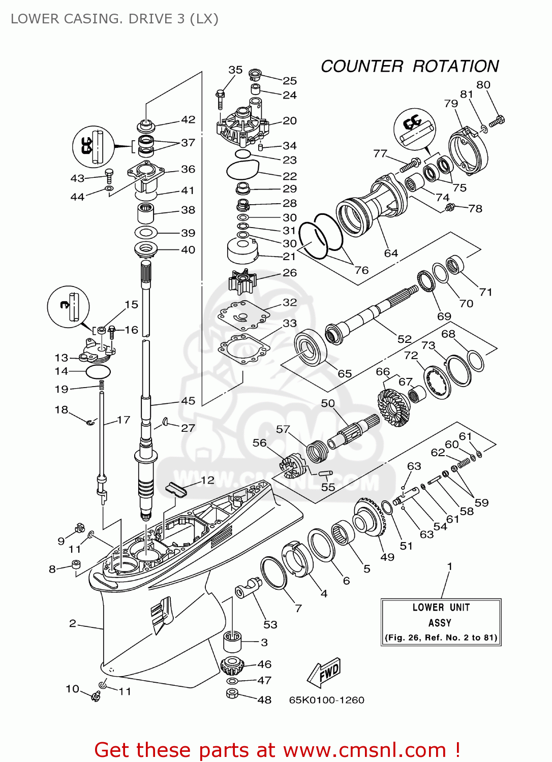 65K45300218D: Lower Unit Assy Yamaha - buy the 65K-45300-21-8D at CMSNL