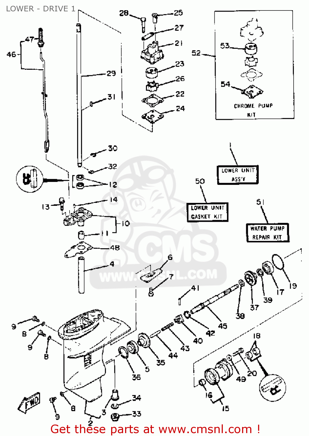 6G14530010EK: Lower Unit Assy Yamaha - buy the 6G1-45300-10-EK at CMSNL
