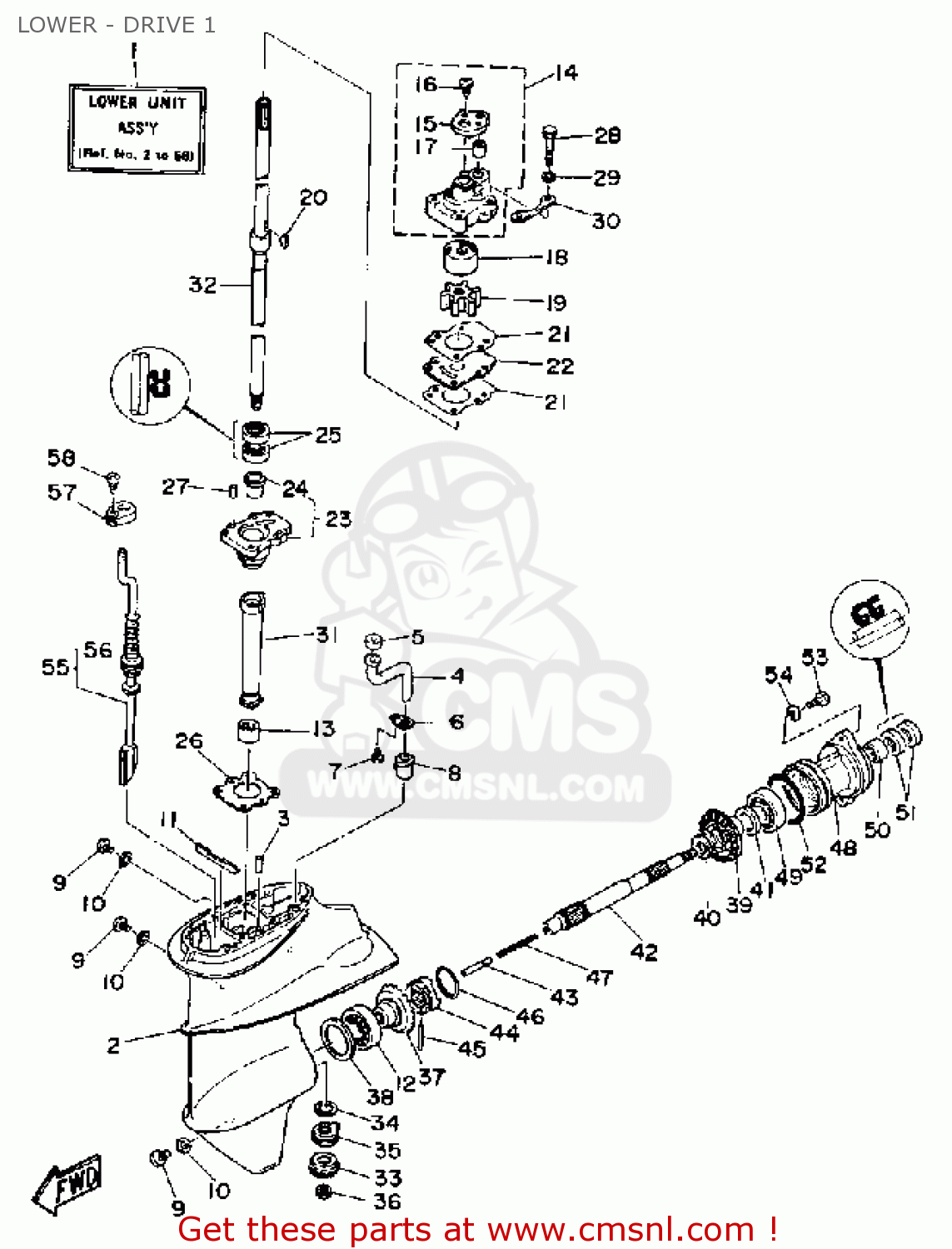 6G94530003EK: Lower Unit Assy Yamaha - buy the 6G9-45300-03-EK at CMSNL