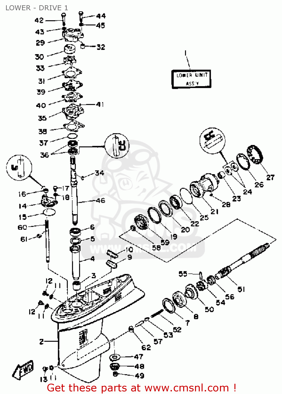 6974530011EK: Lower Unit Assy Yamaha - buy the 697-45300-11-EK at CMSNL