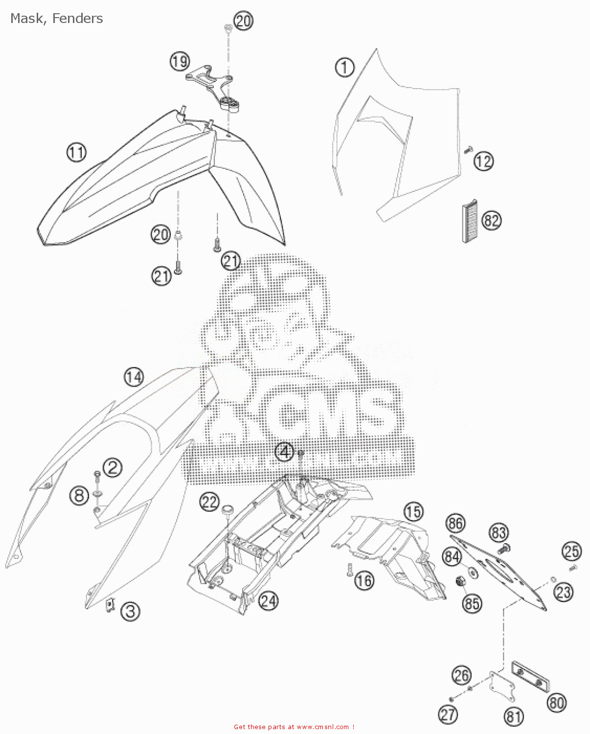 58608019000: Rear Base 05 Ktm - buy the 58608019000 at CMSNL
