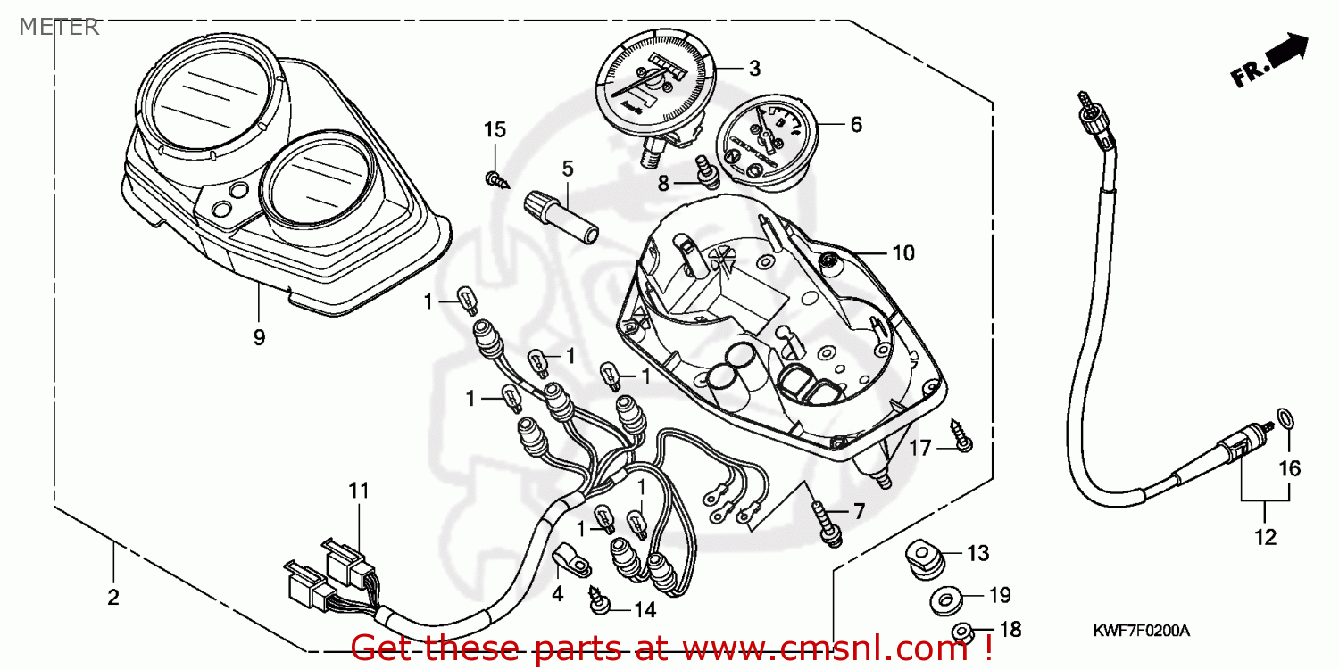 37200KWF951: Speedometer Assy Honda - buy the 37200-KWF-951 at CMSNL