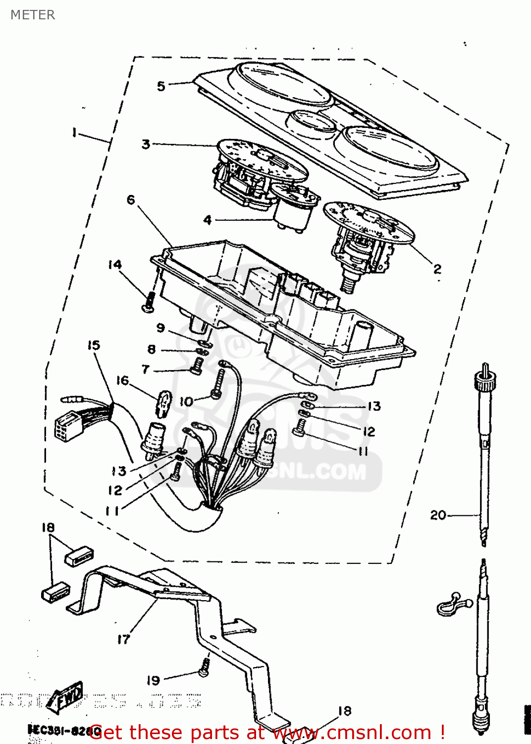 3ECW835410: Meter Cover Assy Yamaha - buy the 3EC-W8354-10 at CMSNL