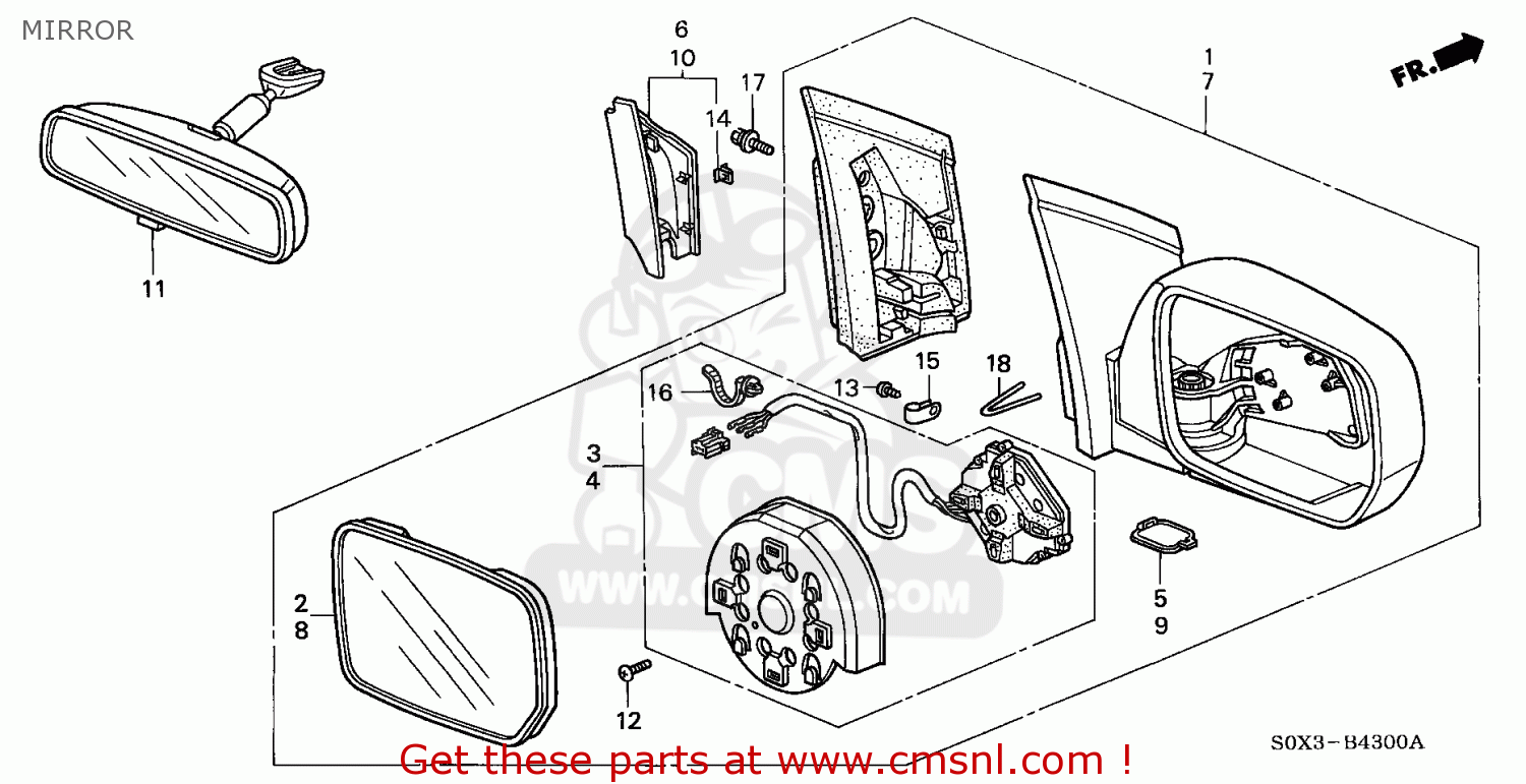76250S0XA02ZB: Mir Assy Lh*g87p* Honda - buy the 76250-S0X-A02ZB at CMSNL