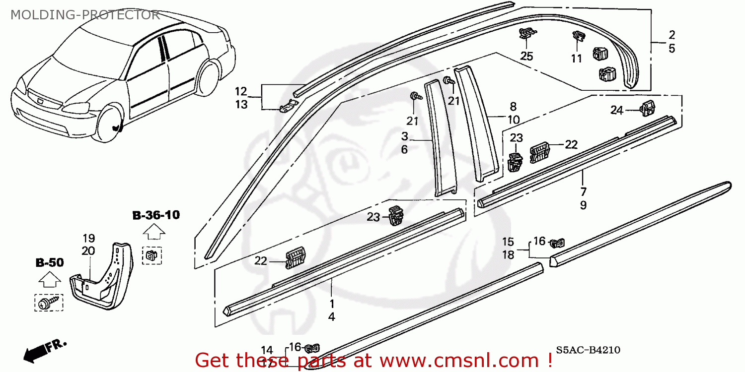 75302S5DA01ZR: Protr, R. *r525p* Honda - buy the 75302-S5D-A01ZR at CMSNL