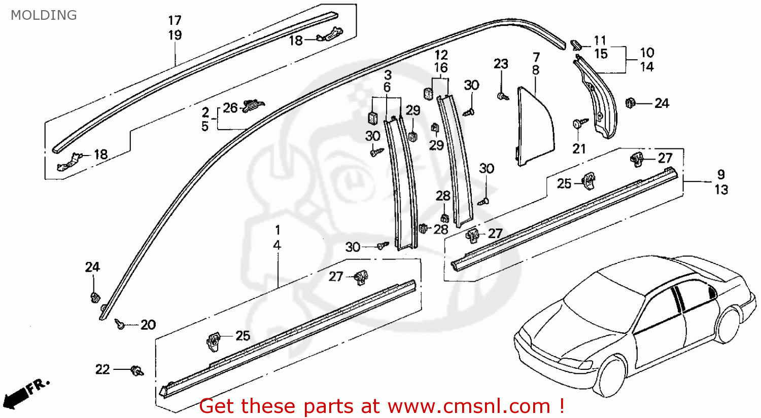 72450SV4A12: Moulding Assy.,l. Honda - buy the 72450-SV4-A12 at CMSNL
