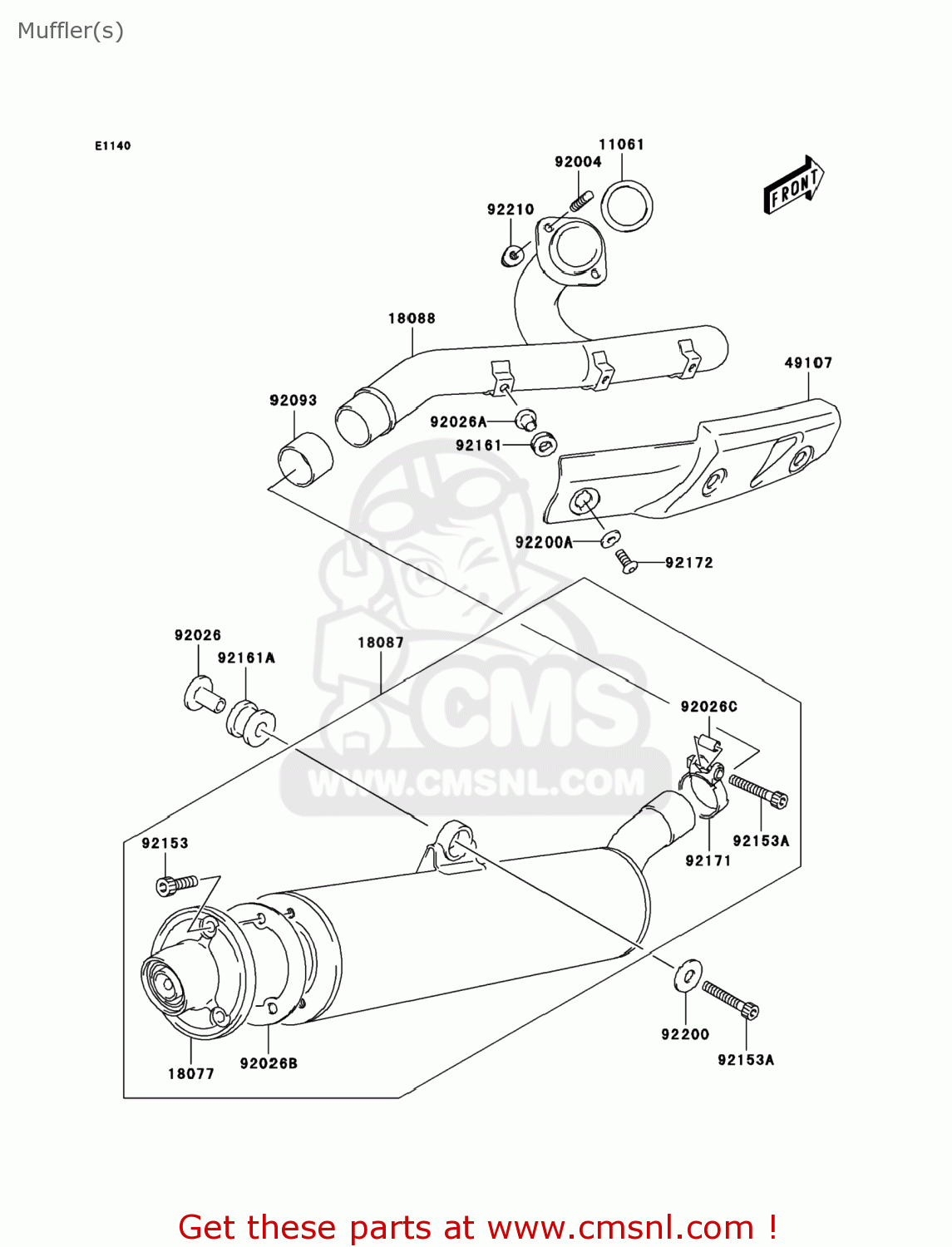 18088S013: Pipe-exhaust Kawasaki - buy the 18088-S013 at CMSNL