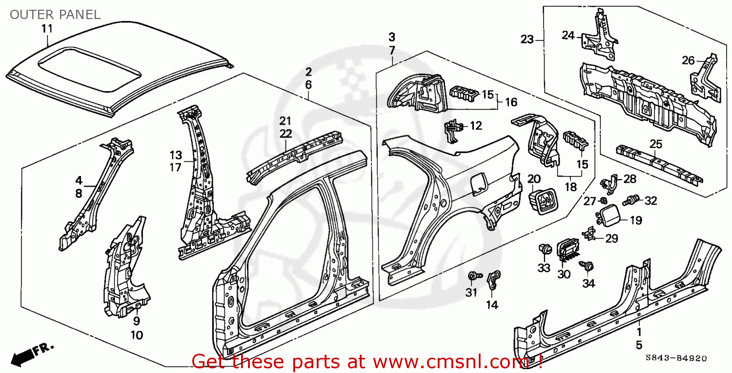 04646S84A92ZZ: Panel Set L,rr Ou Honda - buy the 04646-S84-A92ZZ at CMSNL