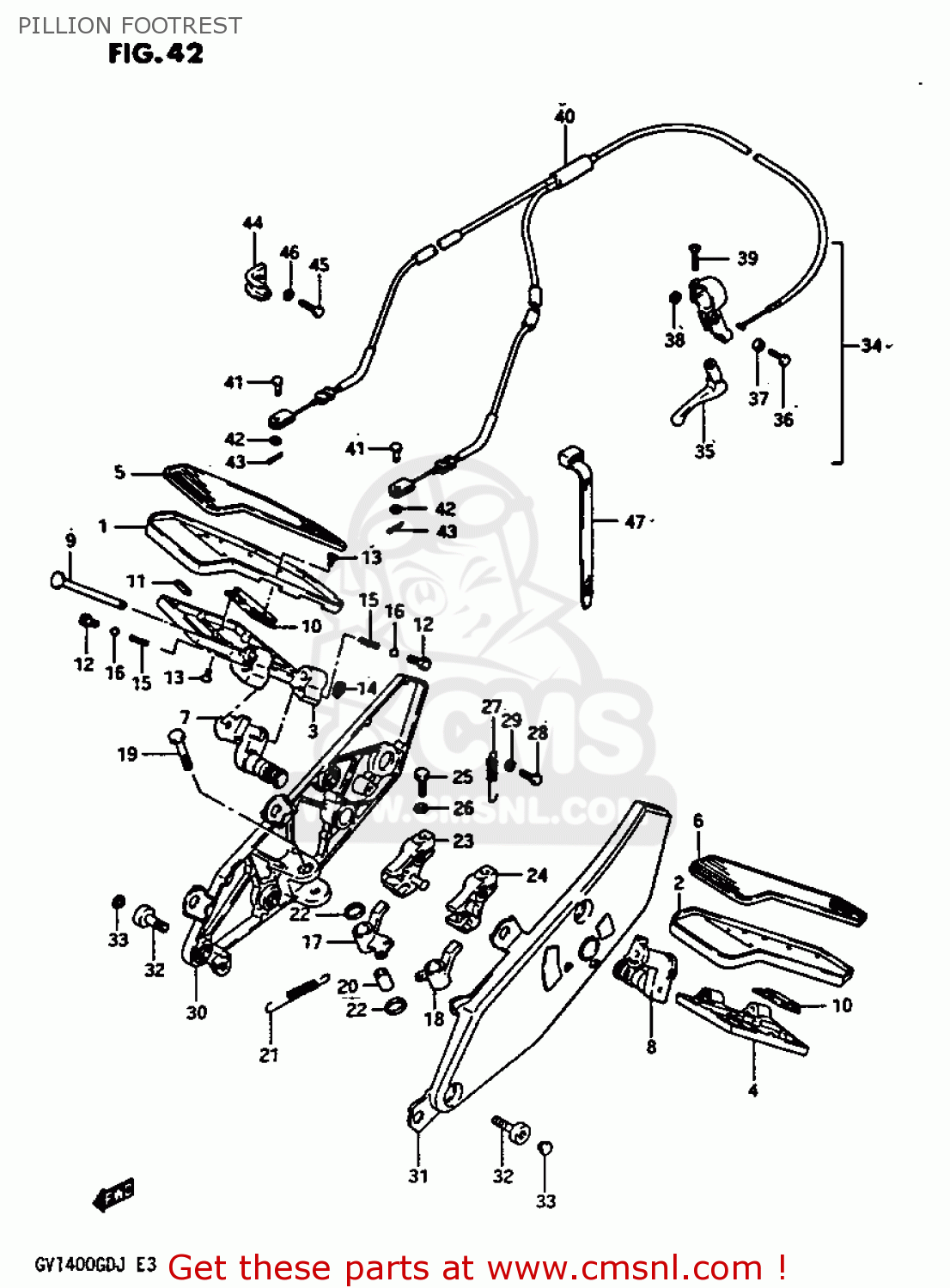 5885024A01: Cable,pillion Foot Rest Suzuki - buy the 58850-24A01 at CMSNL