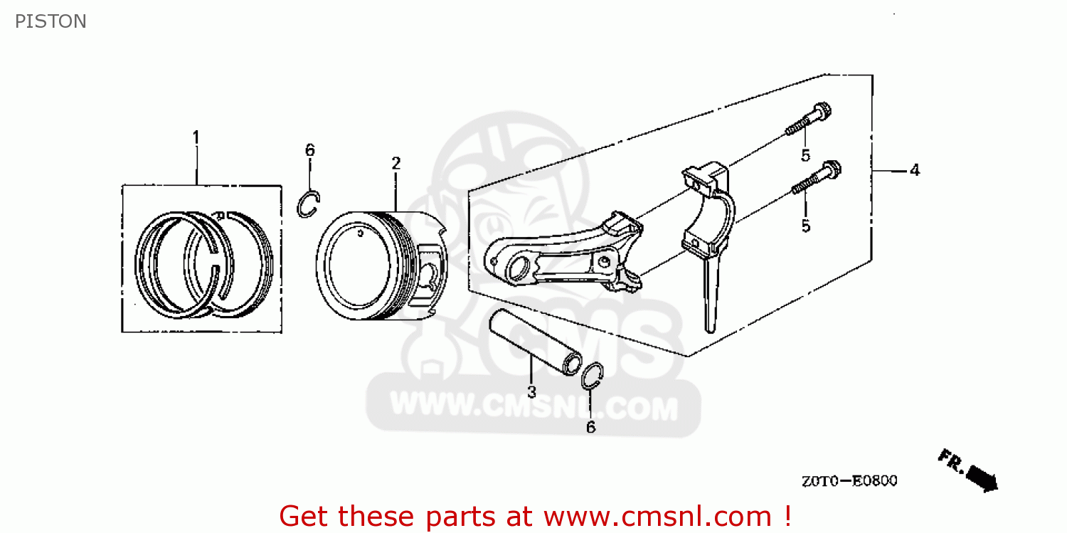 13101Z0T820: Piston (std) Honda - buy the 13101-Z0T-820 at CMSNL