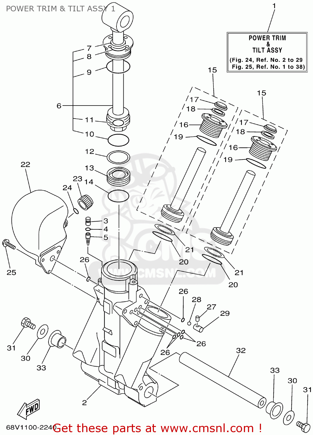68V43800004D: Power Trim & Tilt Assy Yamaha - buy the 68V-43800-00-4D ...