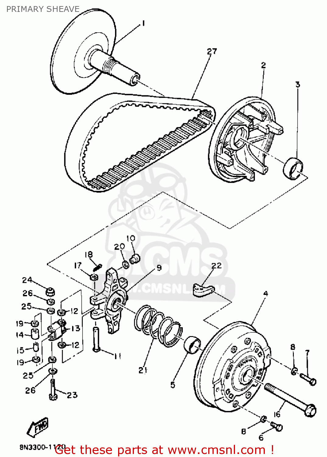 8H9W176100: Primary Fixed Sheave Comp. Yamaha - buy the 8H9-W1761-00 at ...