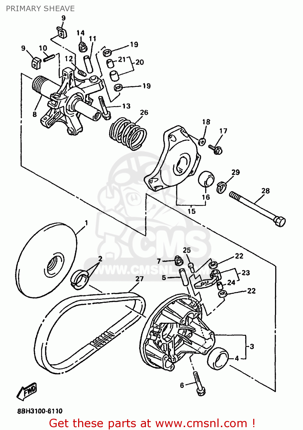 8BV1762002: Primary Sliding Sheave Comp. Yamaha - buy the 8BV-17620-02 ...
