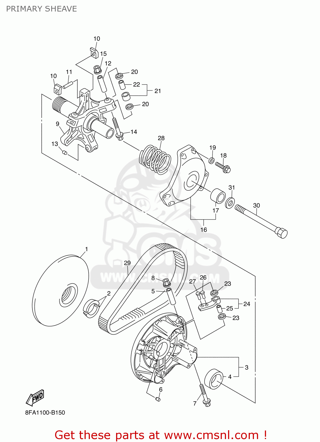 8FA1762000: Primary Sliding Sheave Comp. Yamaha - buy the 8FA-17620-00 ...