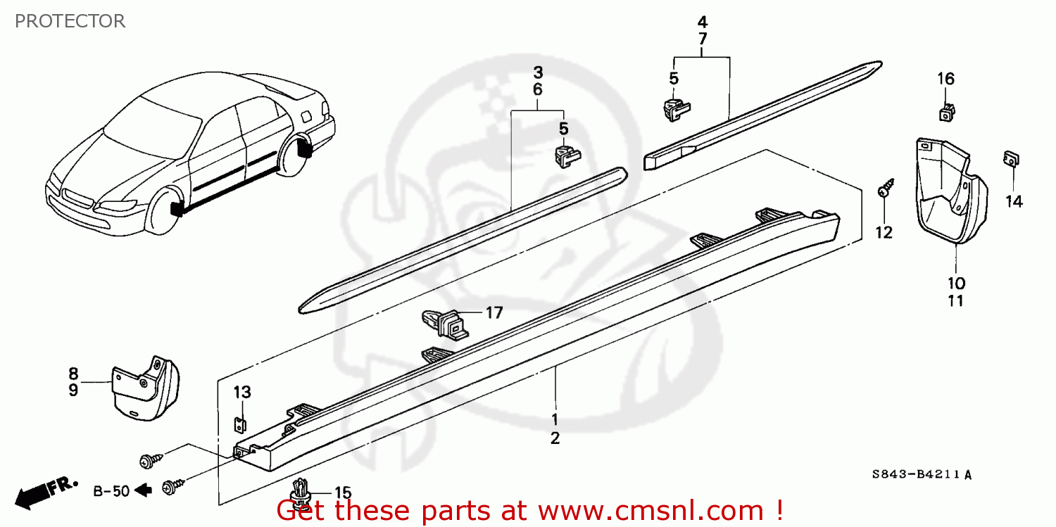 75303S84A11ZB: Protr Comp *g87p* Honda - buy the 75303-S84-A11ZB at CMSNL