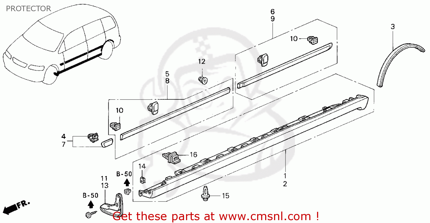 75321SX0A01: Protr Comp L Fr F Honda - buy the 75321-SX0-A01 at CMSNL