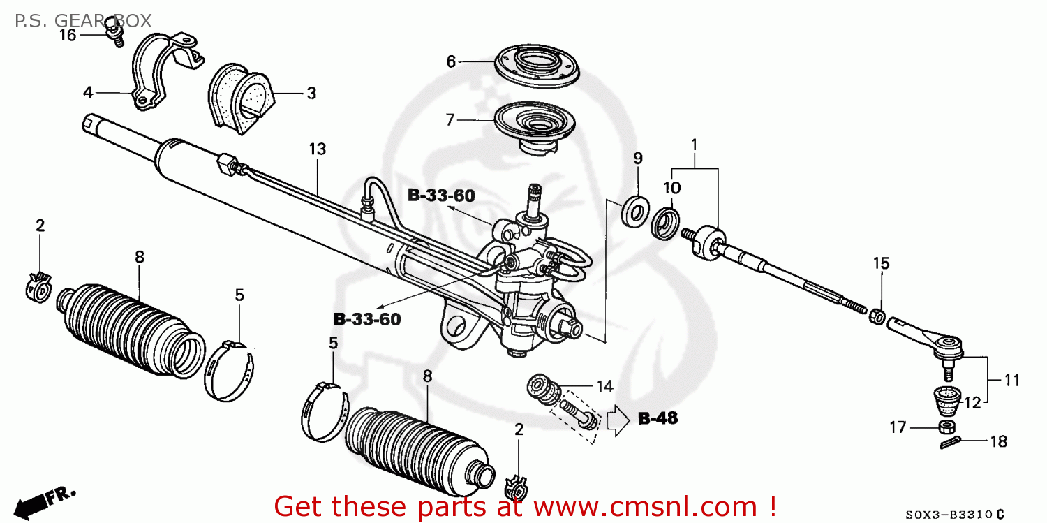 53601S0XA04: G/box Comp P/s(lh Honda - buy the 53601-S0X-A04 at CMSNL