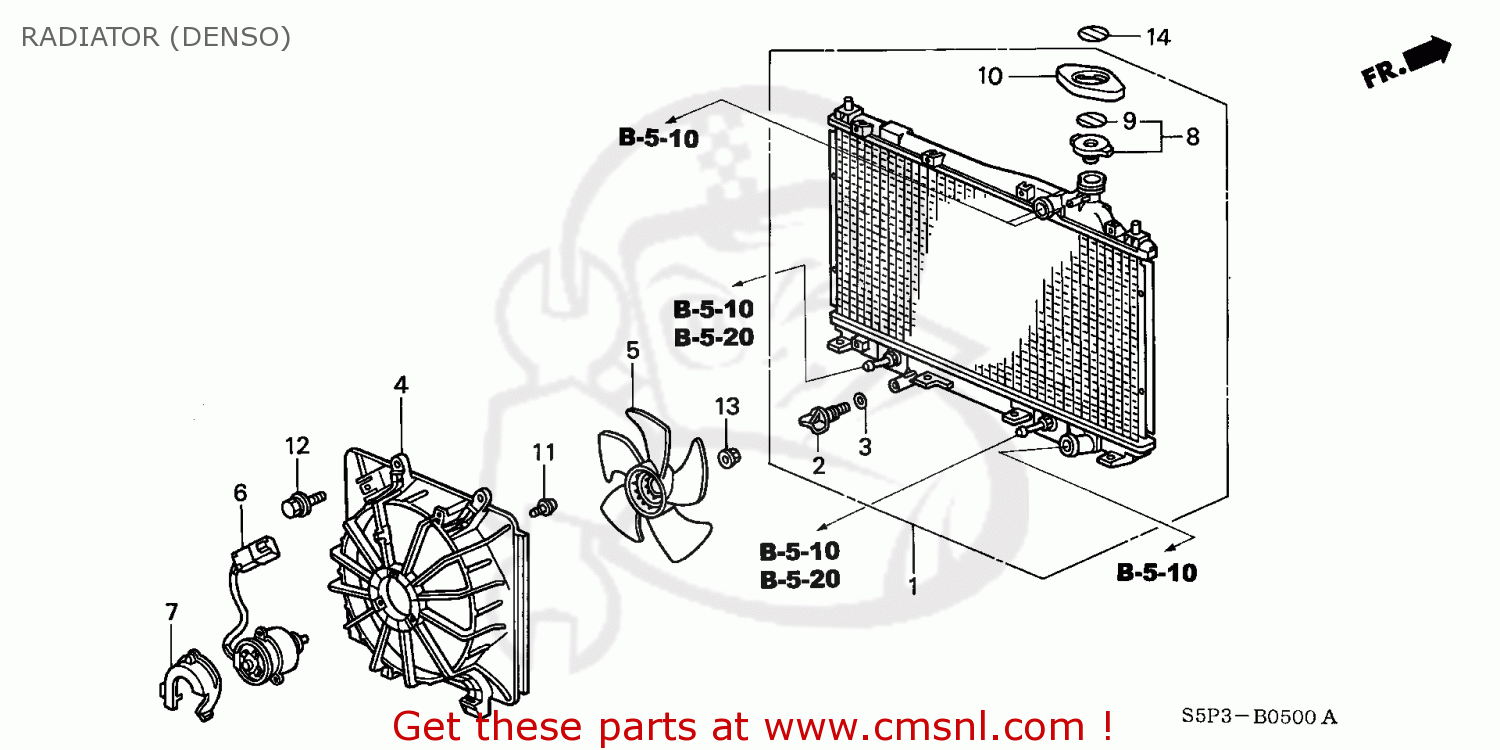 19010PMPA61: Radiator Honda - buy the 19010-PMP-A61 at CMSNL