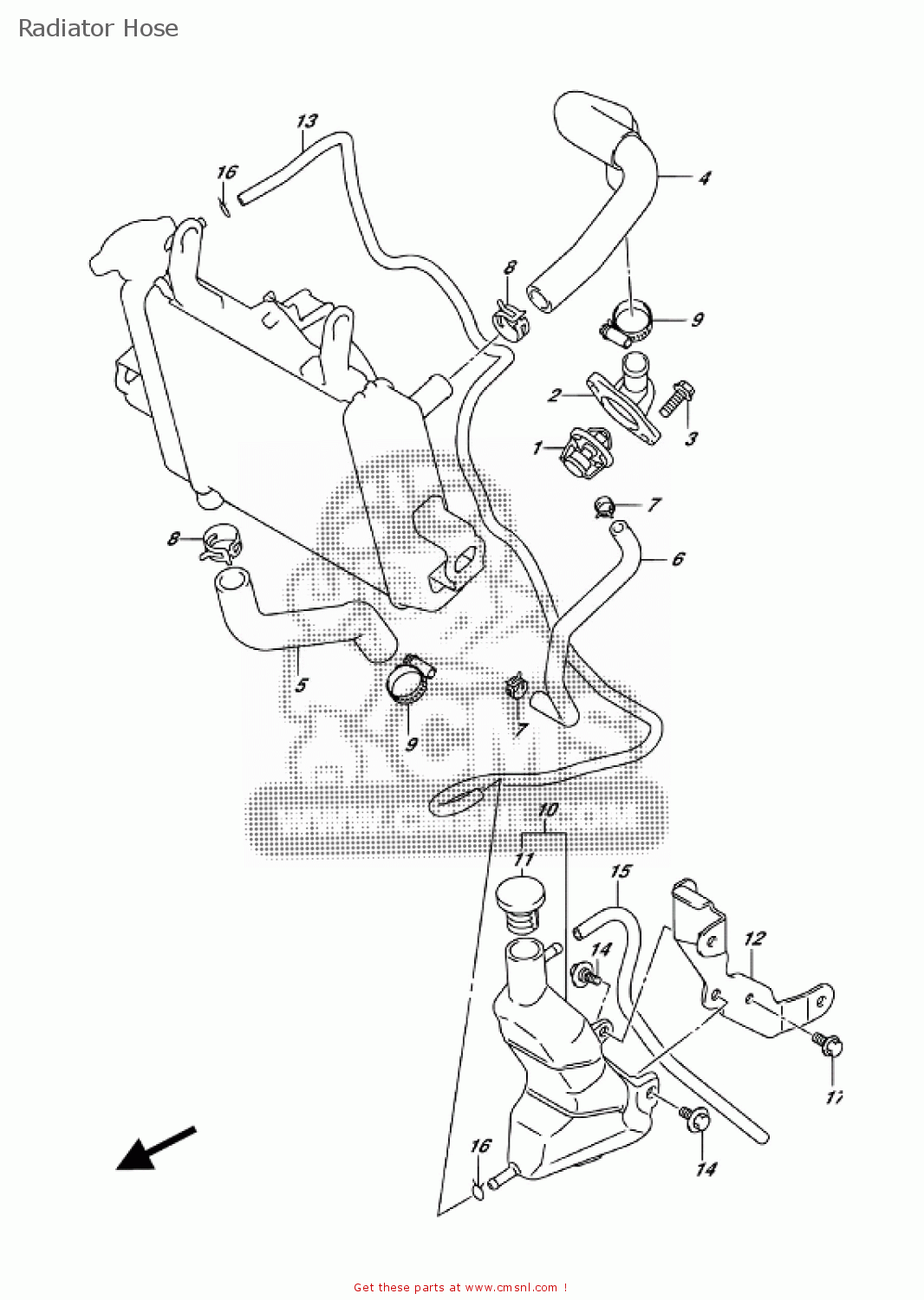 HOSE. RADIATOR INLET for GSX-R125R(X) 2018 - order at CMSNL