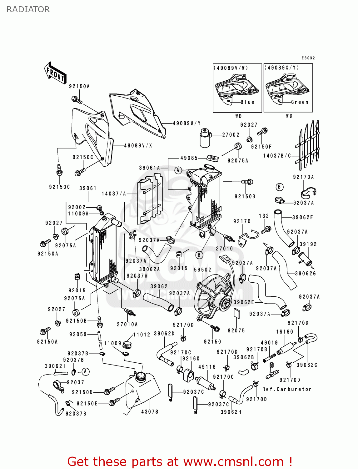 4908953326U: Shroud-engine,lh,blue Kawasaki - buy the 49089-5332-6U at ...