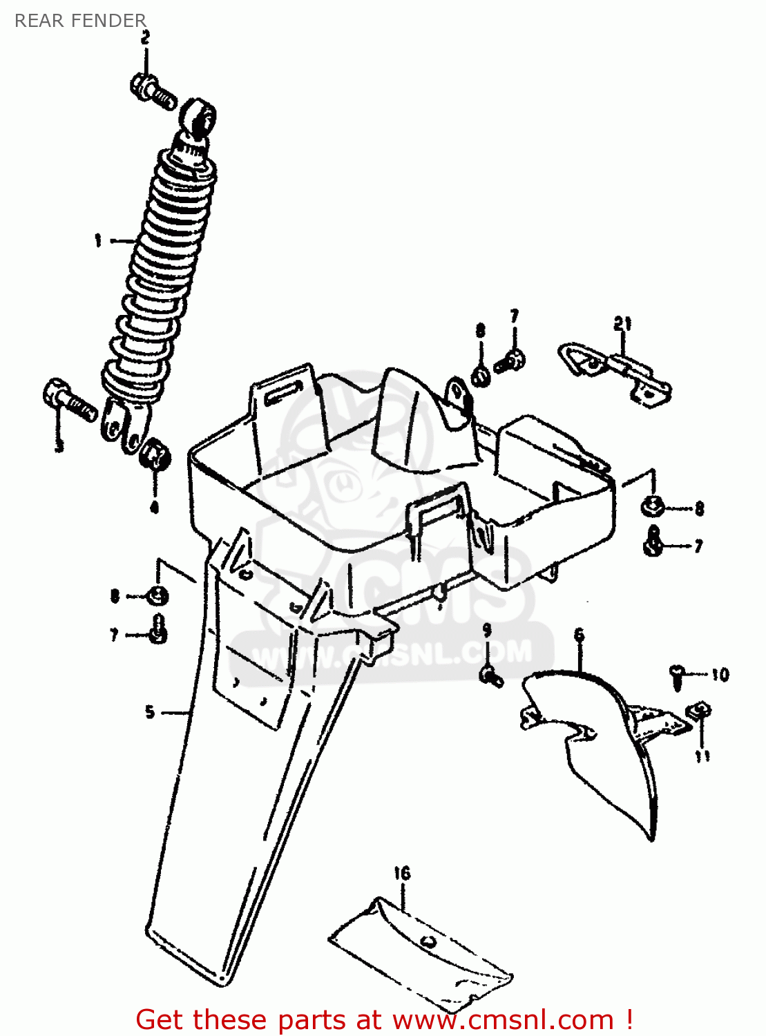 6311109E10: Fender,rear Upper Suzuki - buy the 63111-09E10 at CMSNL