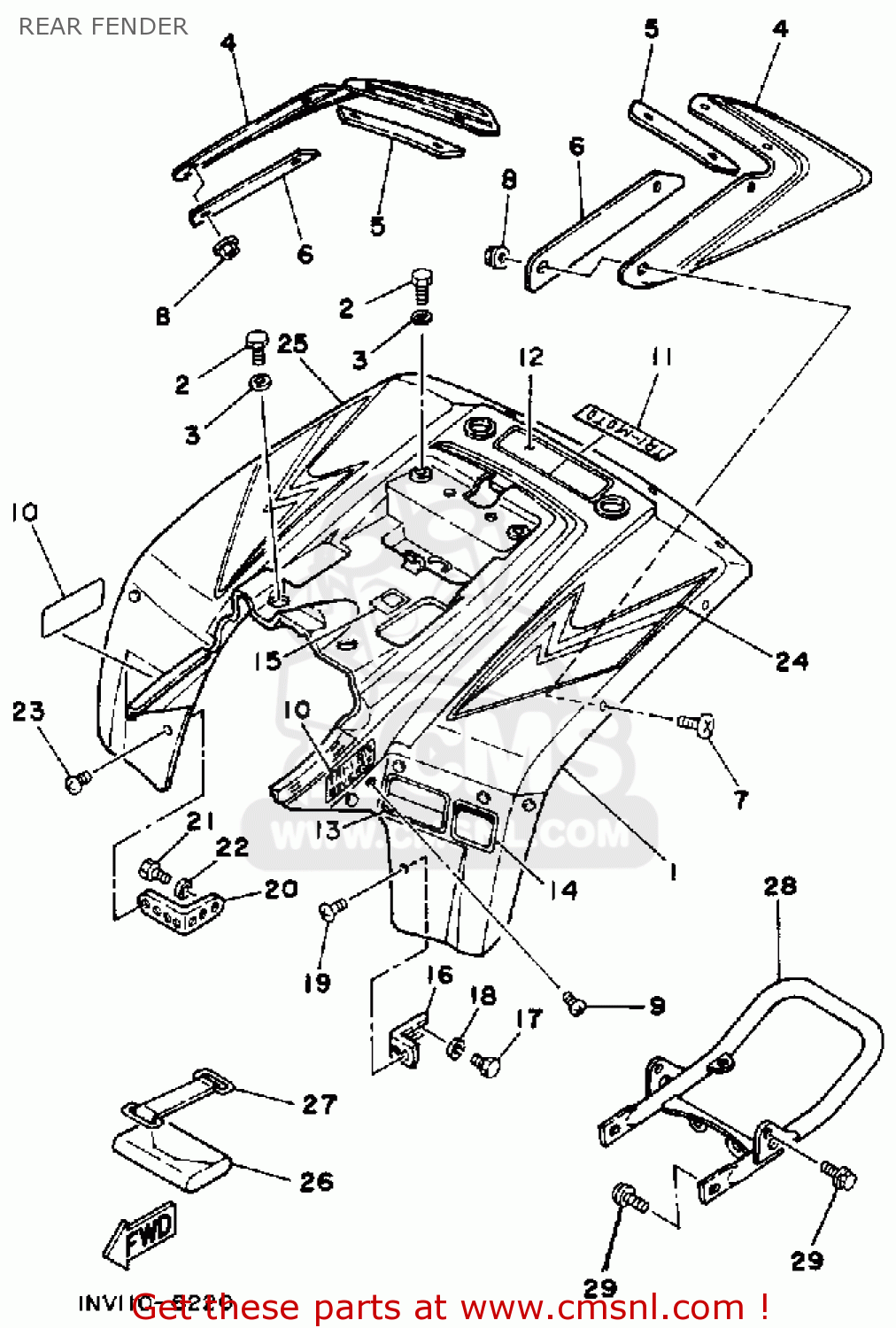 29U2160030: Rear Fender Assy Yamaha - buy the 29U-21600-30 at CMSNL