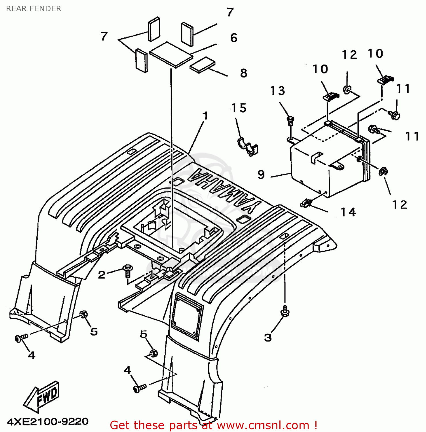 4XEF160000: Rear Fender Assy (rtr) Yamaha - buy the 4XE-F1600-00 at CMSNL