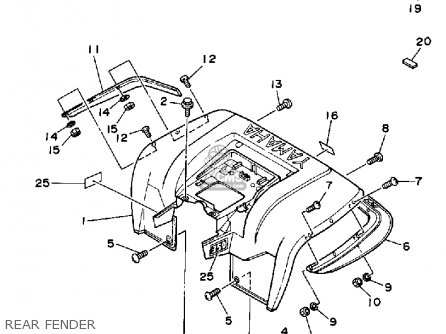FENDER, REAR for YFM225S 1986 - order at CMSNL