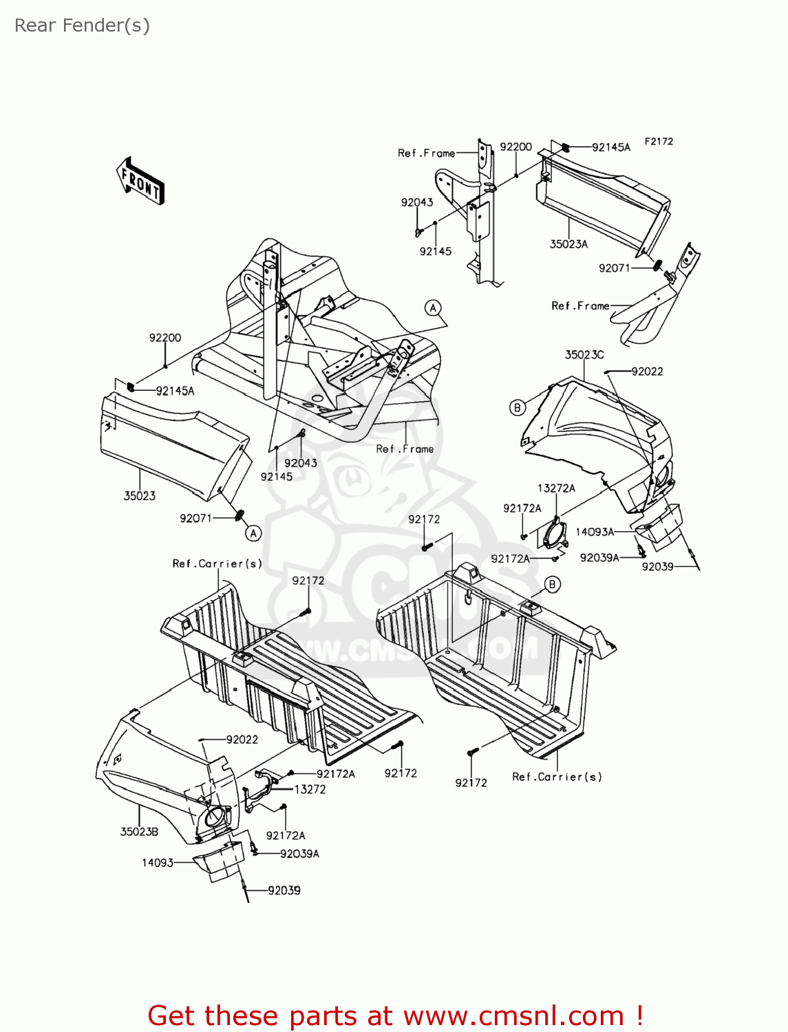 35023036640D: Fender-rear,fr,lh,v.b Kawasaki - buy the 35023-0366-40D ...