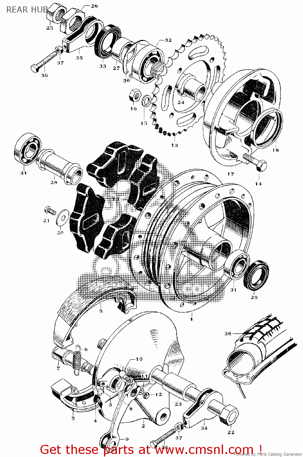 SB6451A: Rear Hub Shaft Comp. Suzuki - buy the SB645-1A at CMSNL