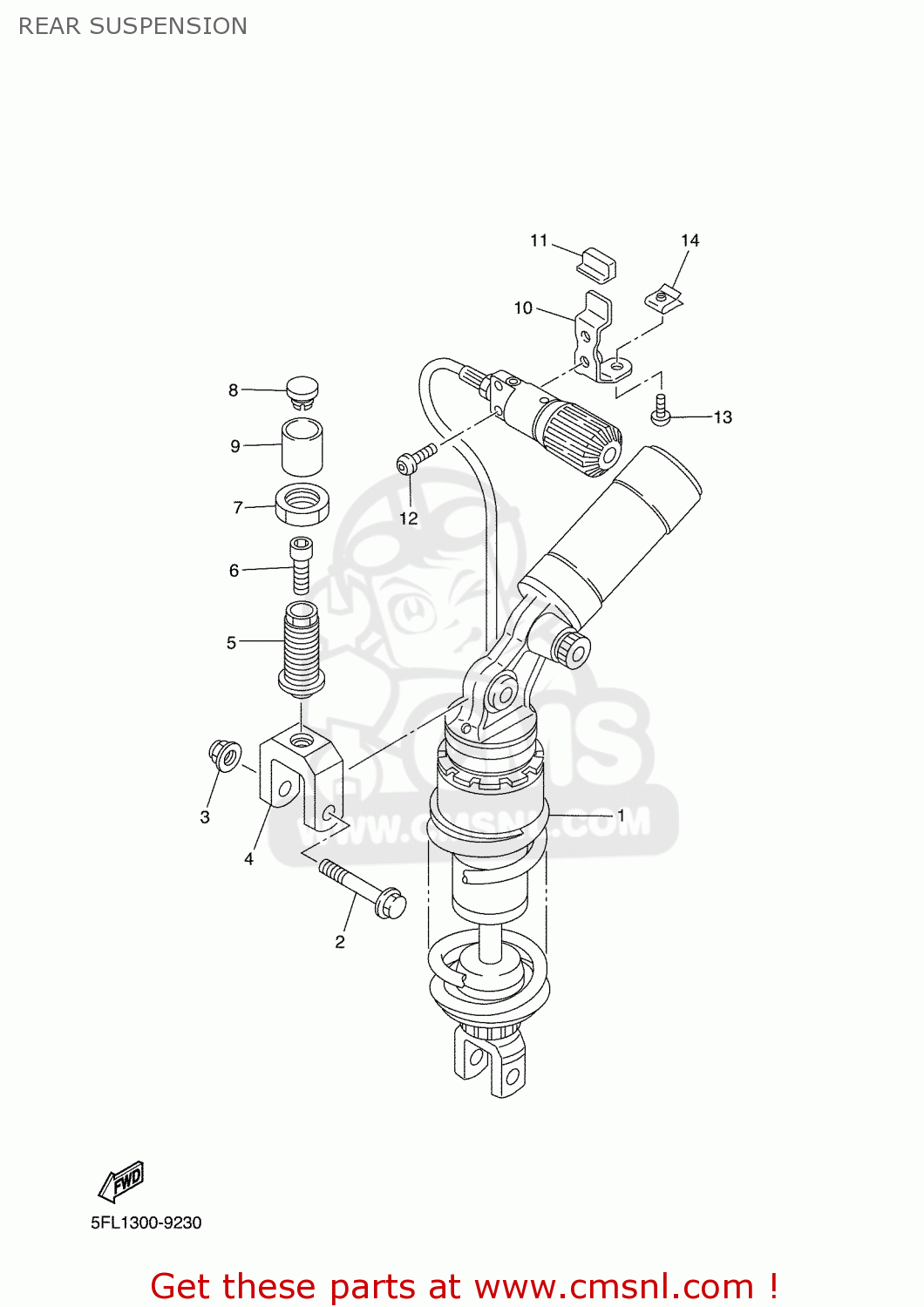 5FL2221000: Shock Absorber Assy, Rear Yamaha - buy the 5FL-22210-00 at ...