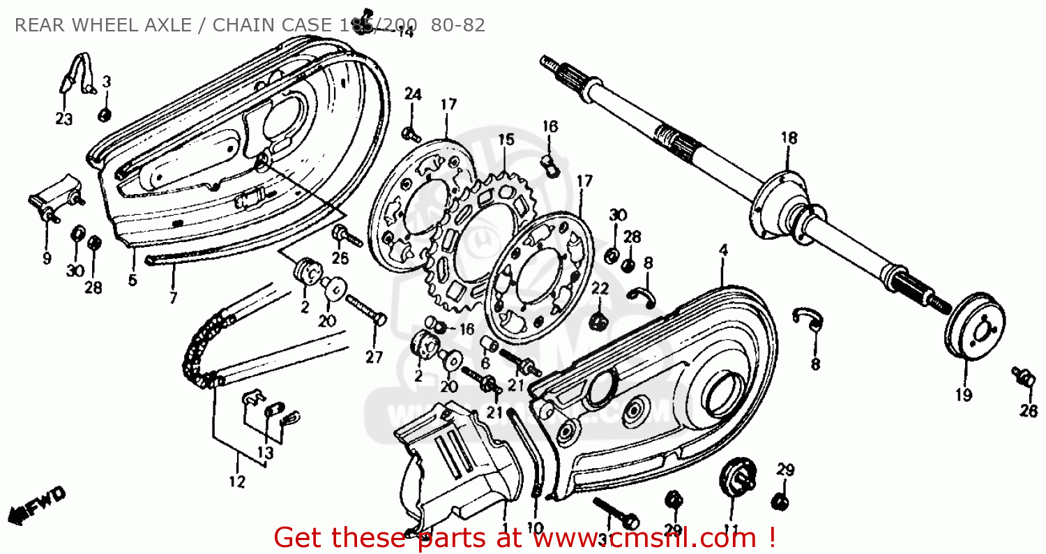 AXLE RR WHEEL for ATC200 1980 (A) USA - order at CMSNL