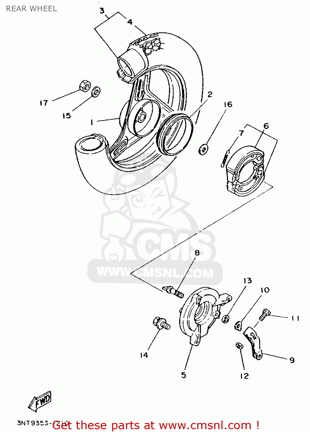 REAR WHEEL COMP. for CT50S 1990 3NT6 ITALY 203NT-354E2 - order at CMSNL