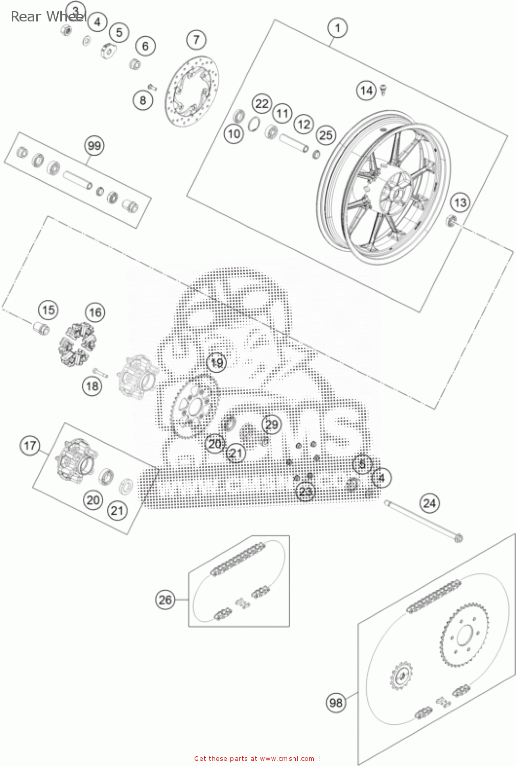 DAMPER RUBBER REAR WHEEL for 200 Duke, black, w/o ABS-CKD Colombia 2019 ...