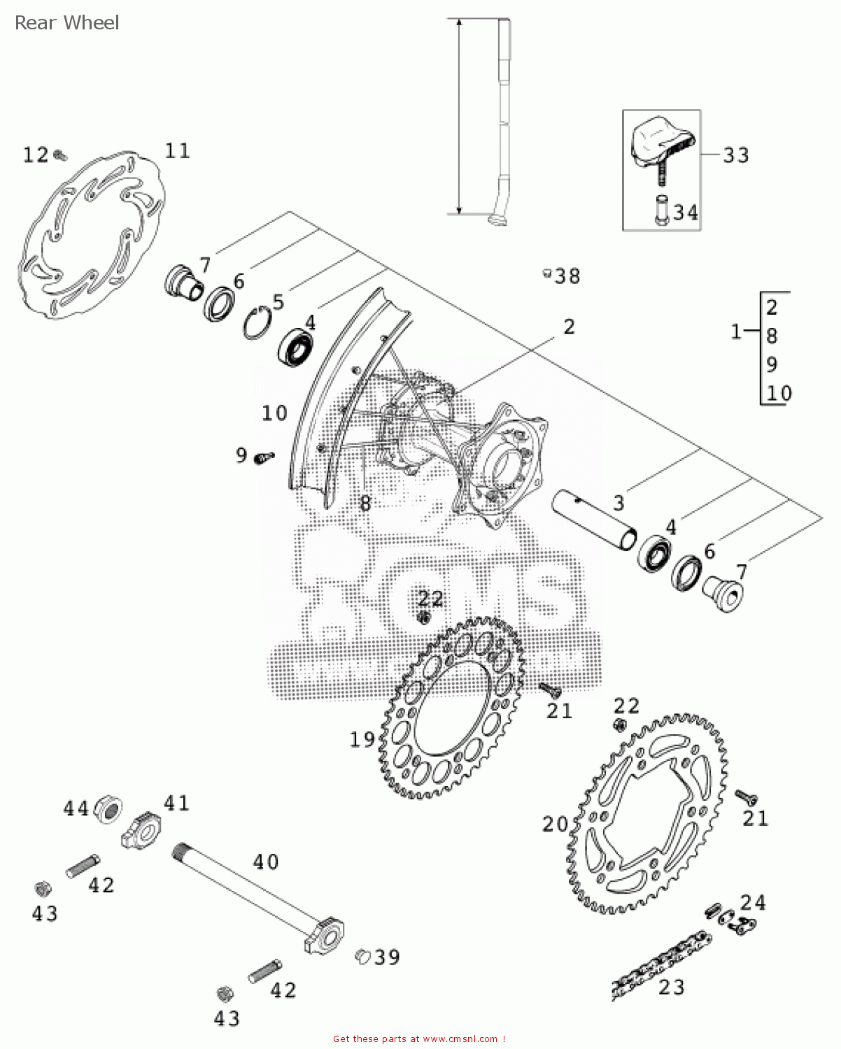 R.WHEEL CPL.2.15X19''EXCEL '00 for 520 EXC-G RACING USA 2002 - order at ...