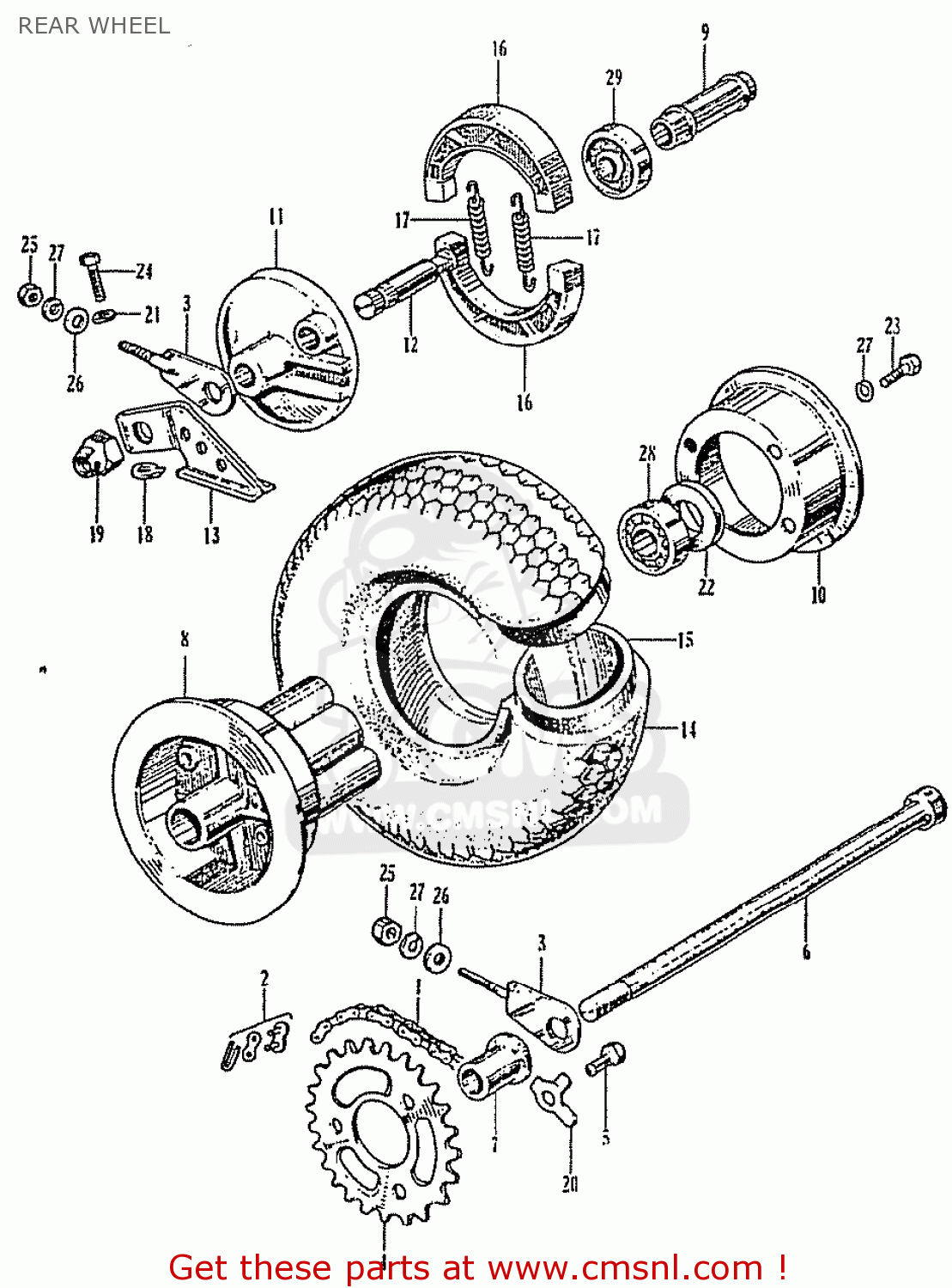 HUB,REAR WHEEL for Z50M MONKEY - order at CMSNL