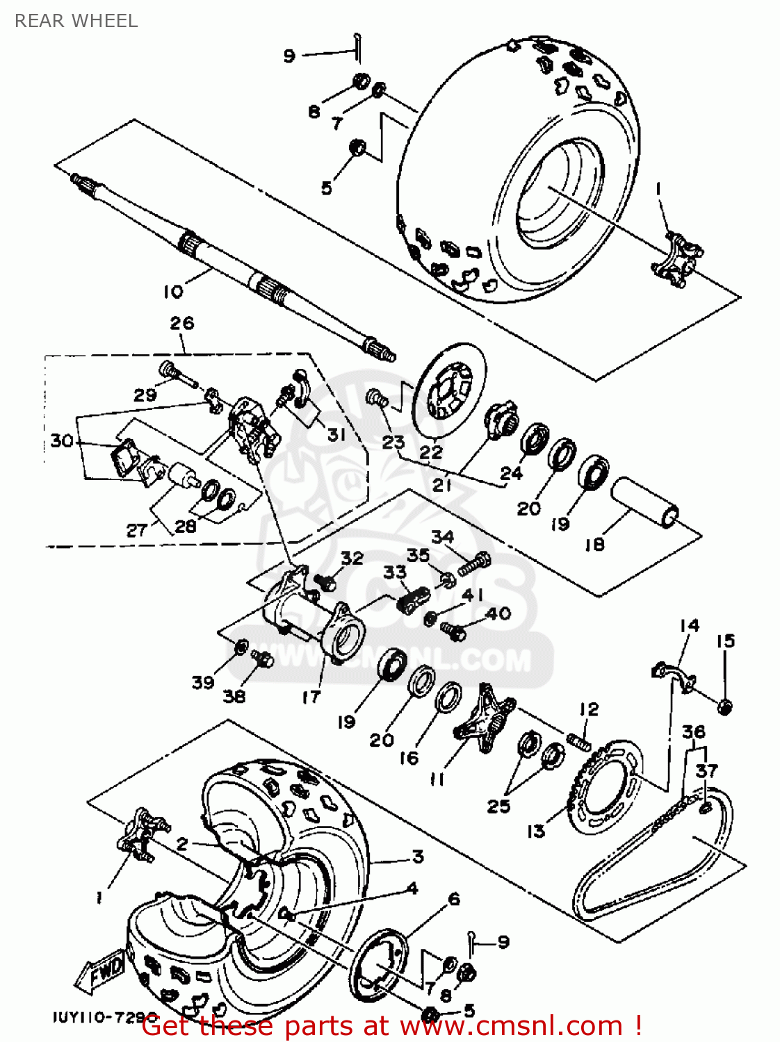 REAR WHEEL COMP. for YFM350XT 1987 WARRIOR - order at CMSNL