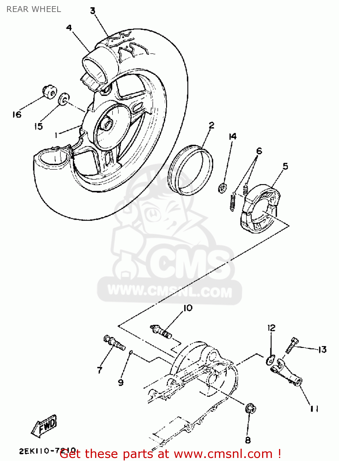 14T253900135: Rear Wheel Comp. Yamaha - buy the 14T-25390-01-35 at CMSNL
