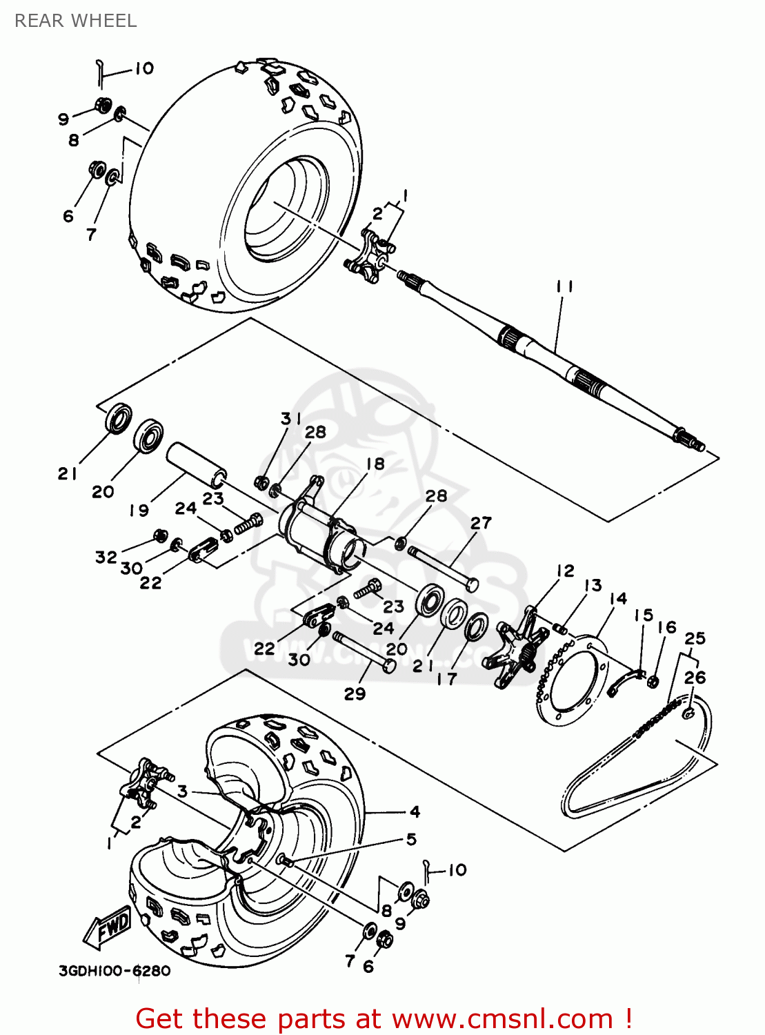 2XK2539001HM: Rear Wheel Comp. Yamaha - buy the 2XK-25390-01-HM at CMSNL